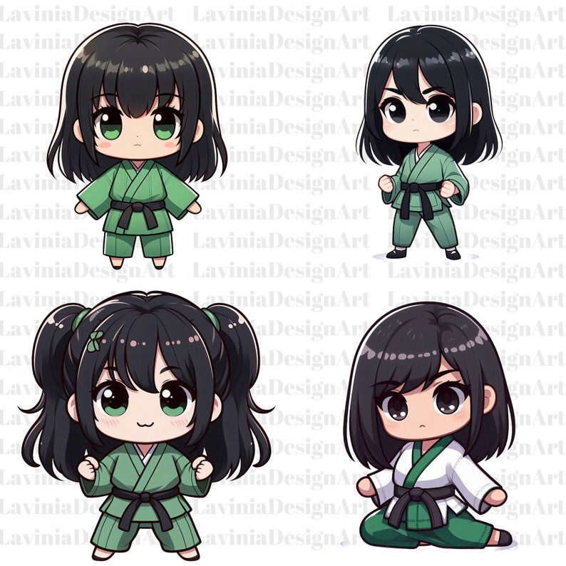 Karate Chibi Girl Clipart Chibi Girl Clipart Chibi PNG Digital Download ...