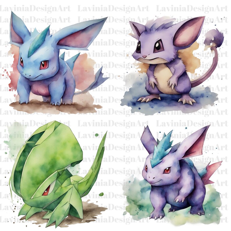 Watercolor Pokemon Clipart Pokemon PNG-JPG Clipart Pokemon Bundle ...