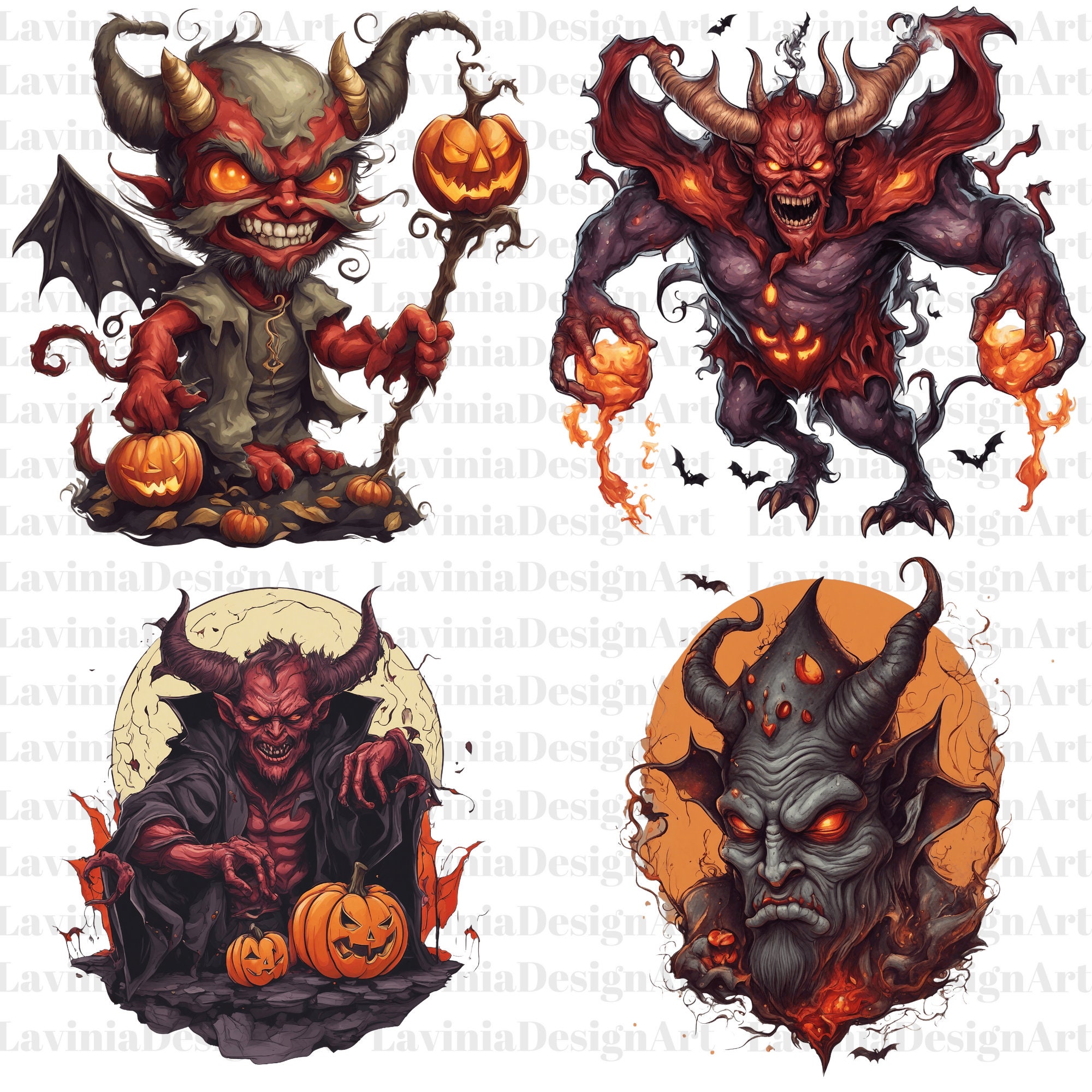 Devil Halloween Clipart Demon Face Clipart Devil Png Spooky Devil ...