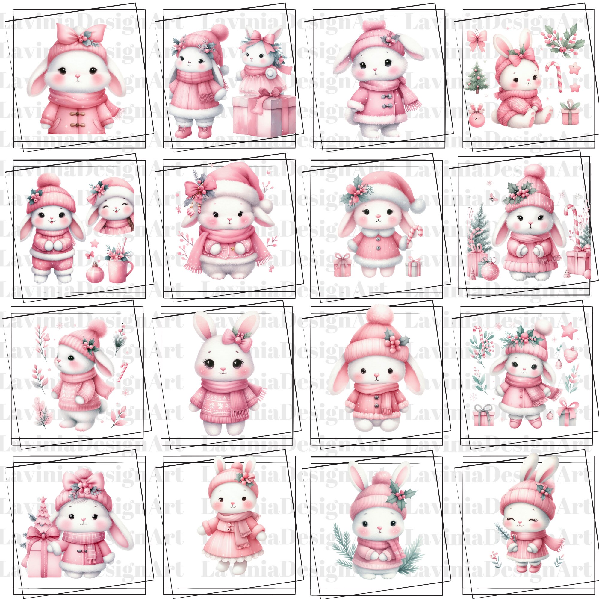 Christmas Bunny Clipart | Christmas Clipar | Pink Bunny Clipart ...