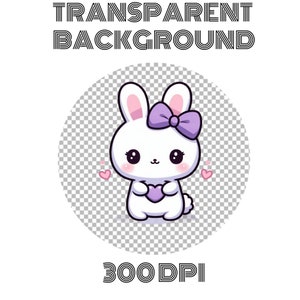 Cute Chibi Bunny Clipart Watercolor | Chibi Clipart | Cute Chibi PNG ...