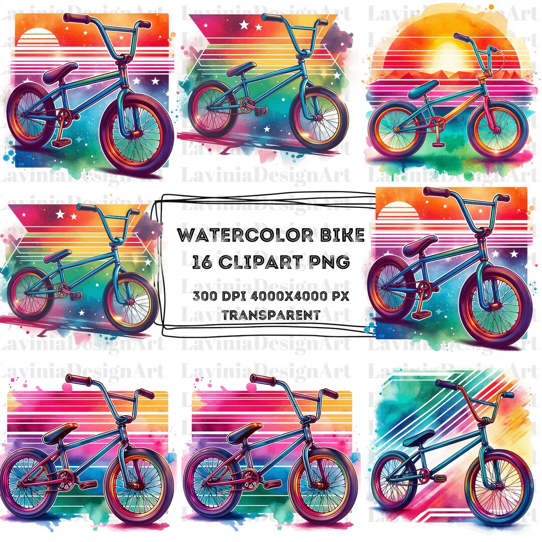 Watercolor Rainbow Bike | Rainbow Clipart | Bike Clipart | Bike PNG ...