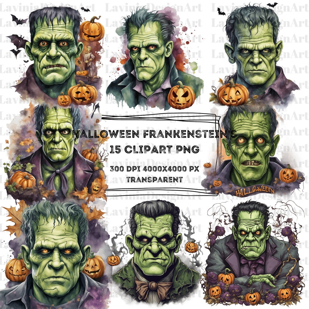 Halloween Frankenstein Watercolor Clipart | Halloween Clipart ...