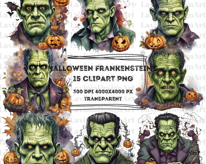 Frankenstein Clip Art - Bride of Frankenstein - Mr & Mrs Frankenstein ...