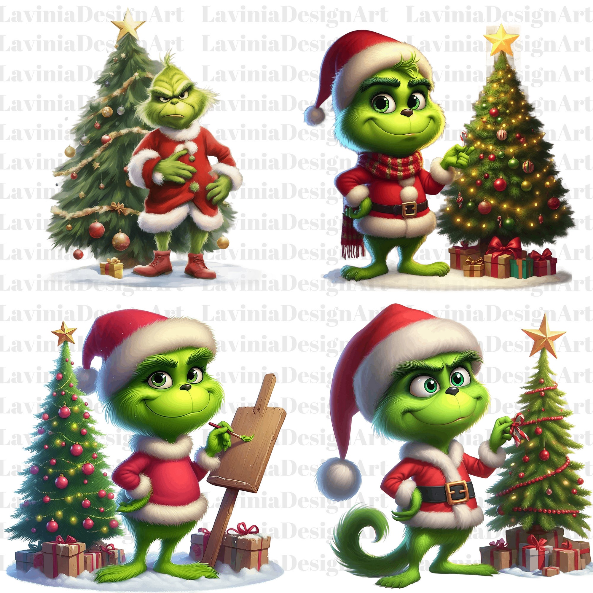 Christmas Cartoon Grinch Watercolor Clipart | Christmas Clipart ...