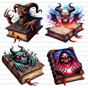 Scary Evil Book Clipart | Halloween Clipart | Evil Book Clipart | Demon ...