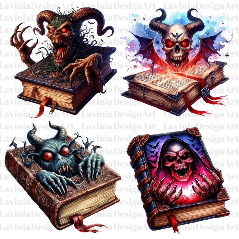 Scary Evil Book Clipart | Halloween Clipart | Evil Book Clipart | Demon ...