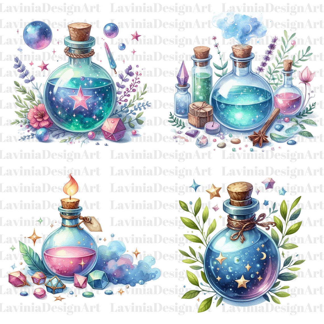 Magic Potion Bottle Clipart Watercolor Magic Clipart Potion Clipart ...