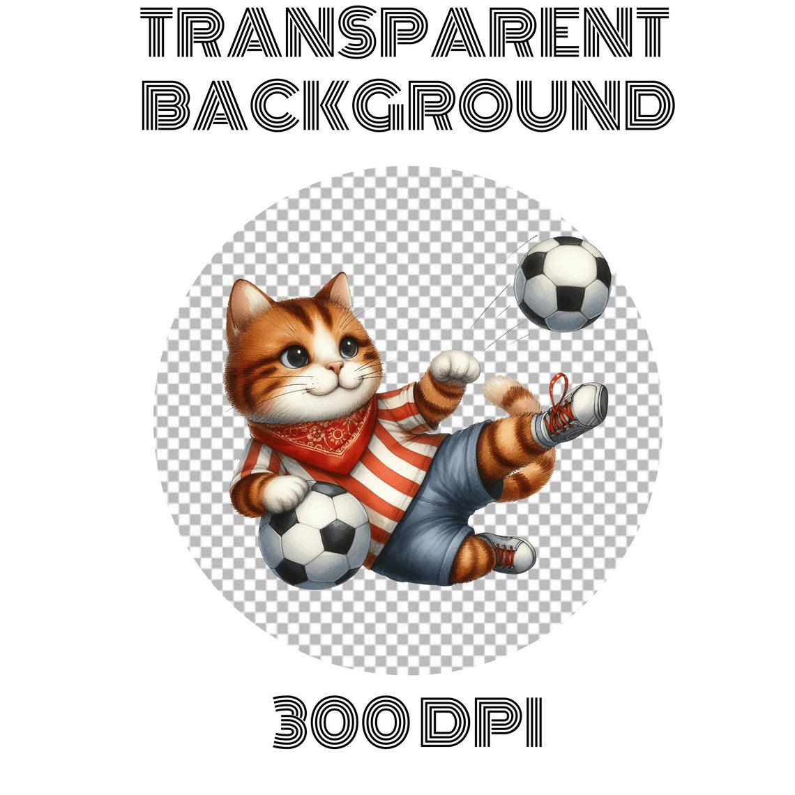 Cat Playing Fotball Clipart Watercolor Cat Clipart Cat Png Sport ...