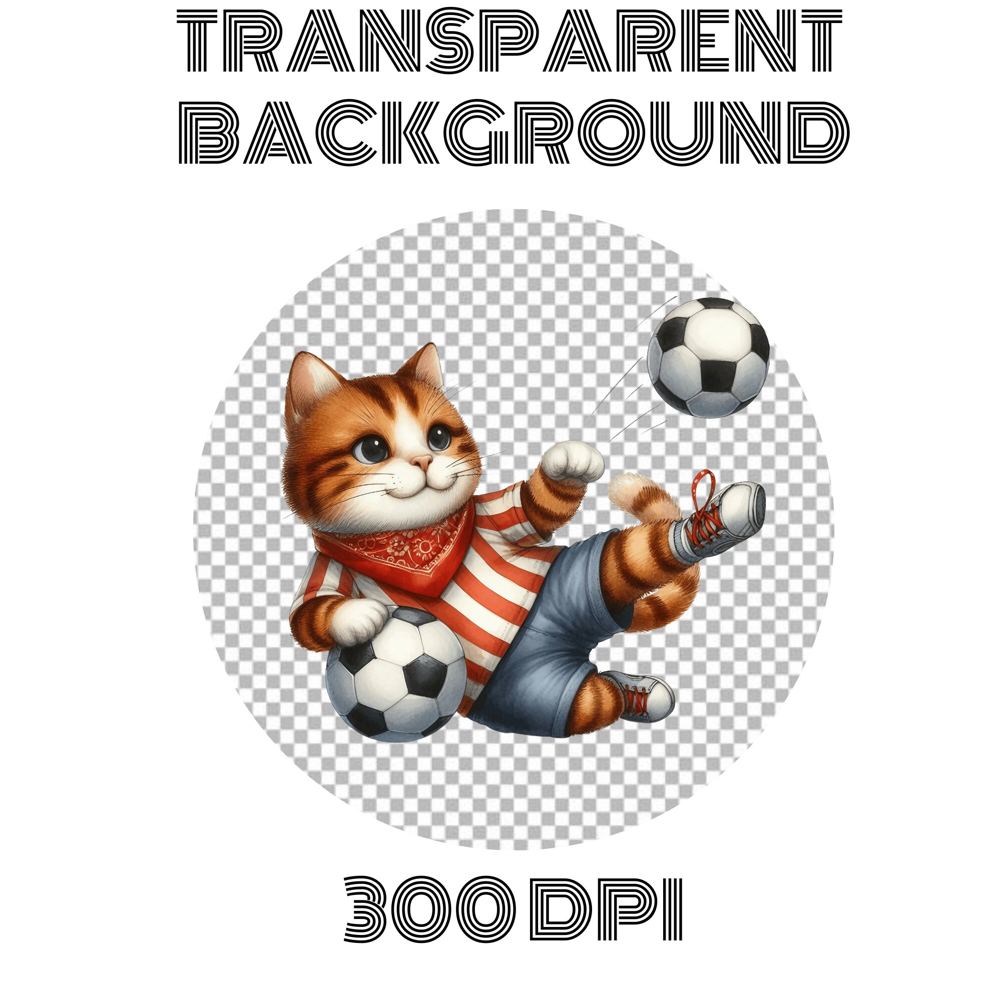 Cat Playing Fotball Clipart Watercolor | Cat Clipart | Cat Png | Sport ...