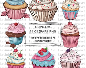 Watercolor Cupcakes | Cupcakes Bundle | Cupcake PNG | Cupcakes Clipart ...