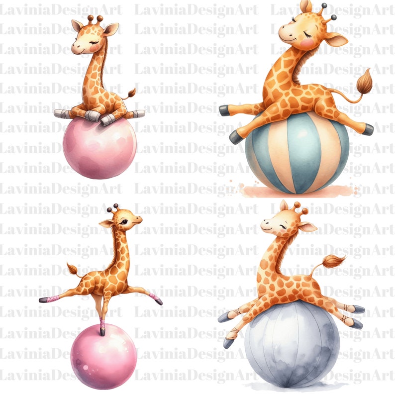 Dancing Giraffe Watercolor Cliaprt Ballet Giraffe Ballet Animal Dancing ...