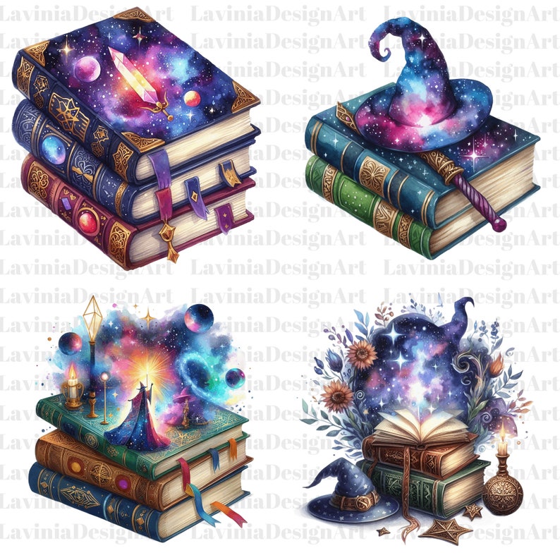 Magic Fantasy Book Clipart Watercolor Fantasy Clipart Magic Clipart ...