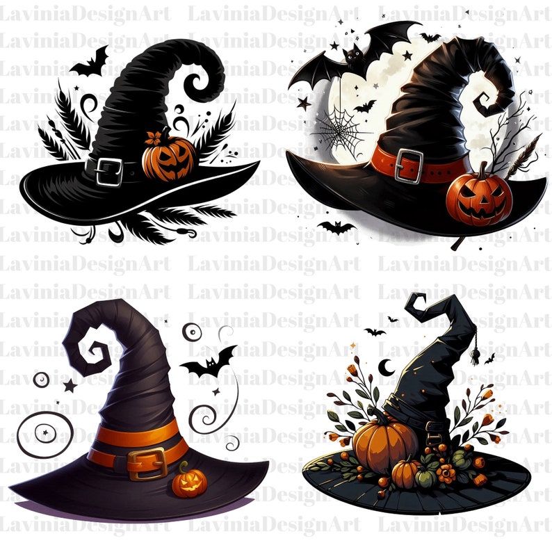 Halloween Witch Hat Clipart Watercolor | Witch Hat Clipart | Witch ...
