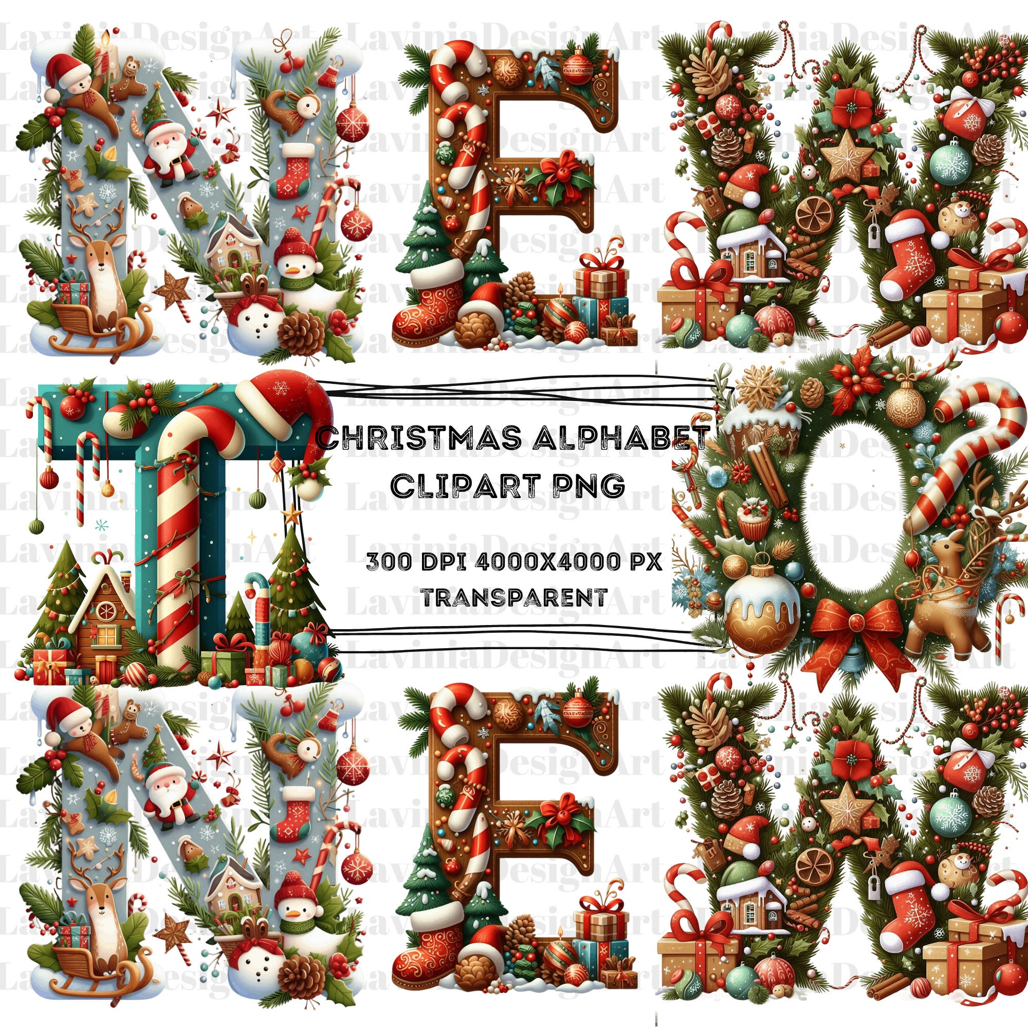 Christmas Alphabet | Santa Alphabet Clipart Bundle | A-Z Clipart ...