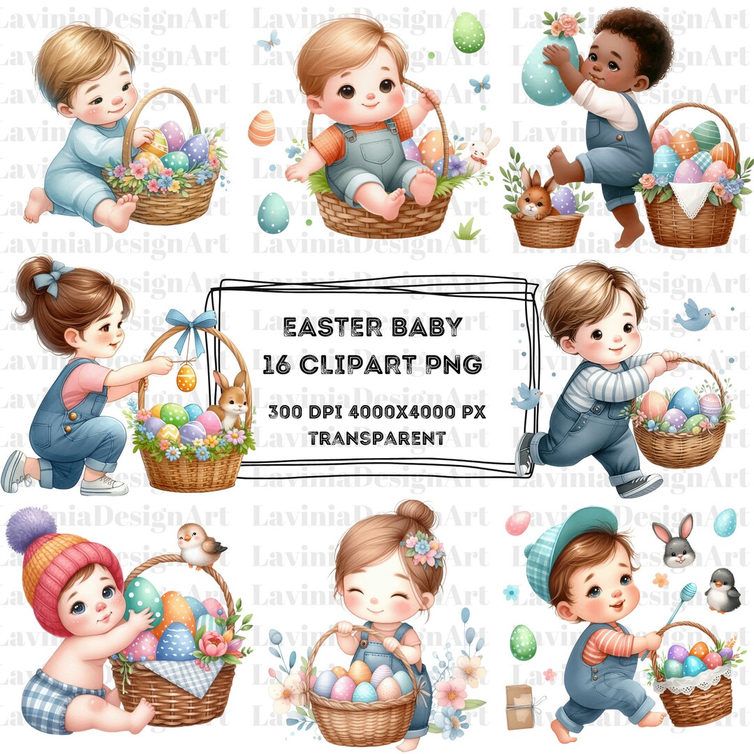 Easter Baby Clipart | Easter Clipart | Baby Clipart | Easter PNG | Baby ...