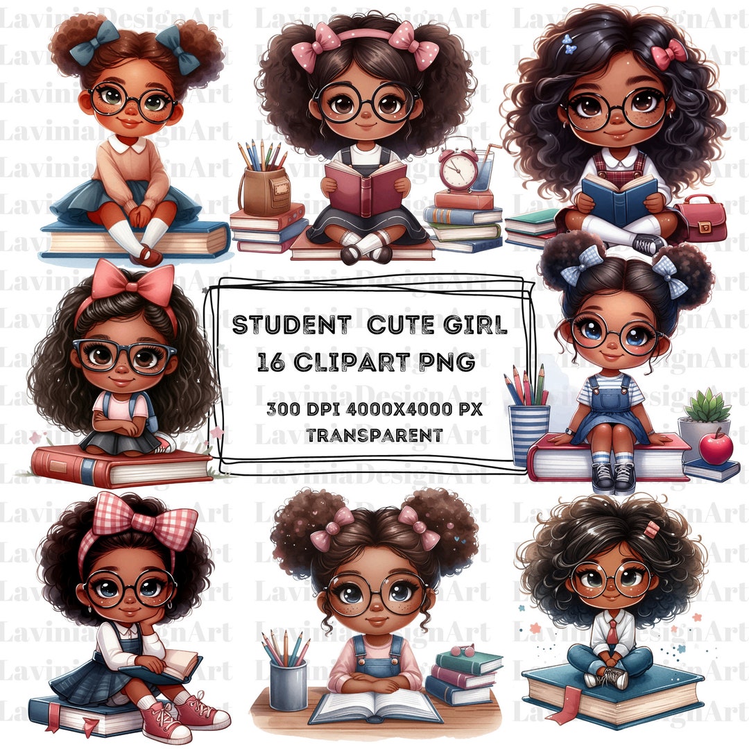 Student Cute Girl Clipart | Student Clipart | Cute Girl Watercolor ...