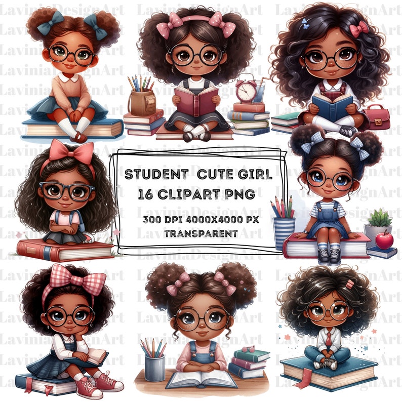 Student Cute Girl Clipart Student Clipart Cute Girl Watercolor Student ...