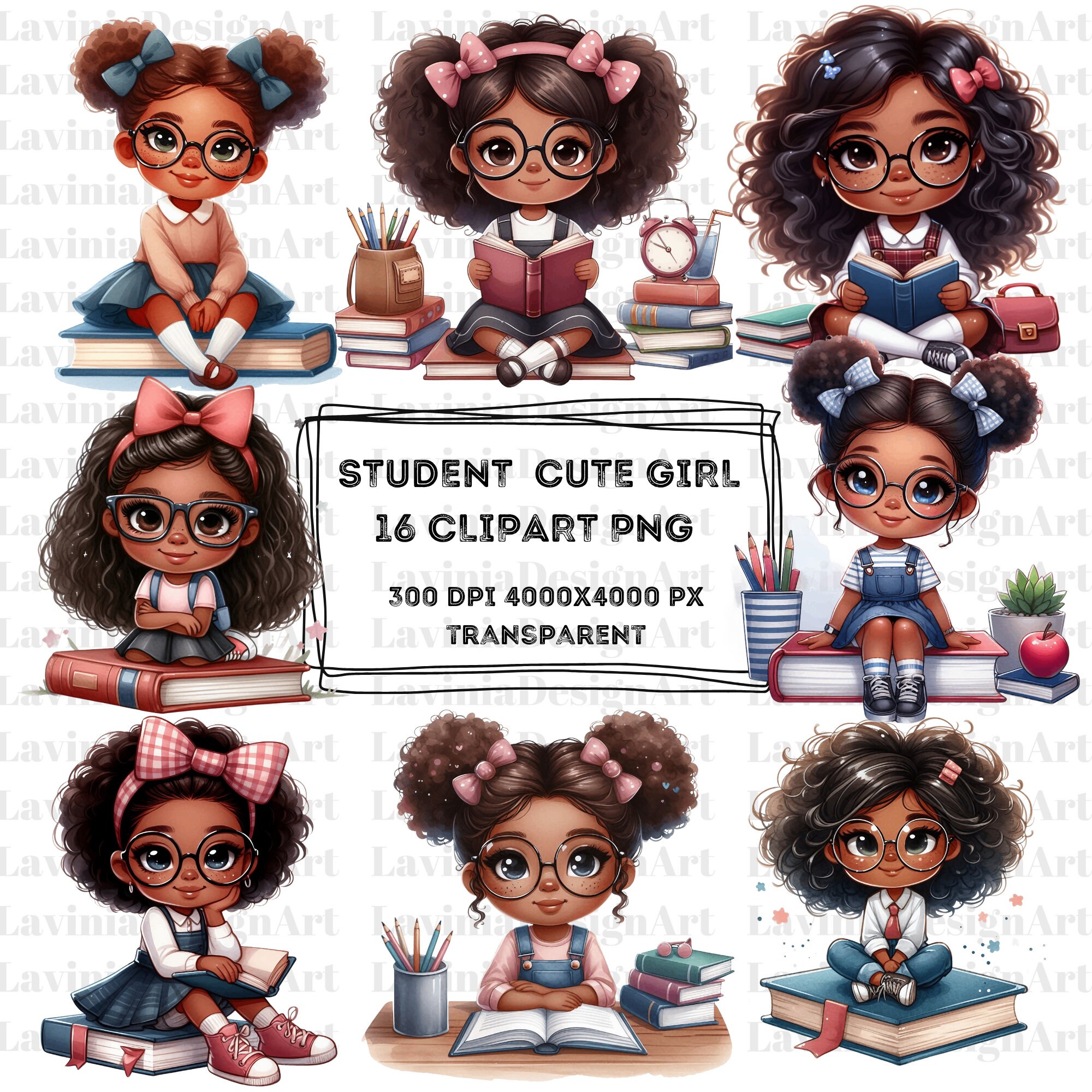 Student Cute Girl Clipart Student Clipart Cute Girl Watercolor Student ...