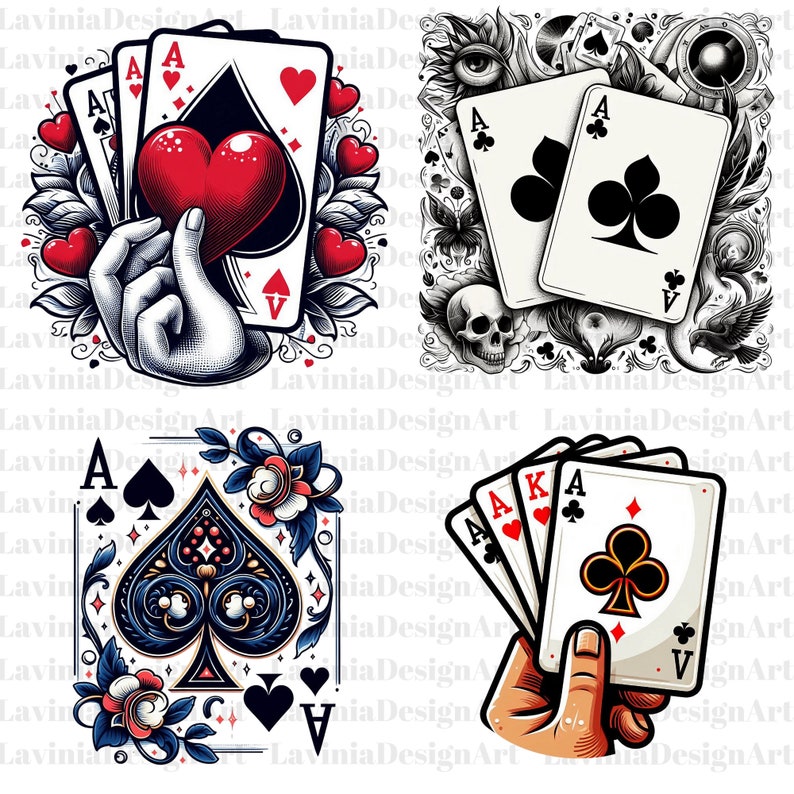 Playing Card Clipart Watercolor | Spades Clipart | Hearts Clipart ...