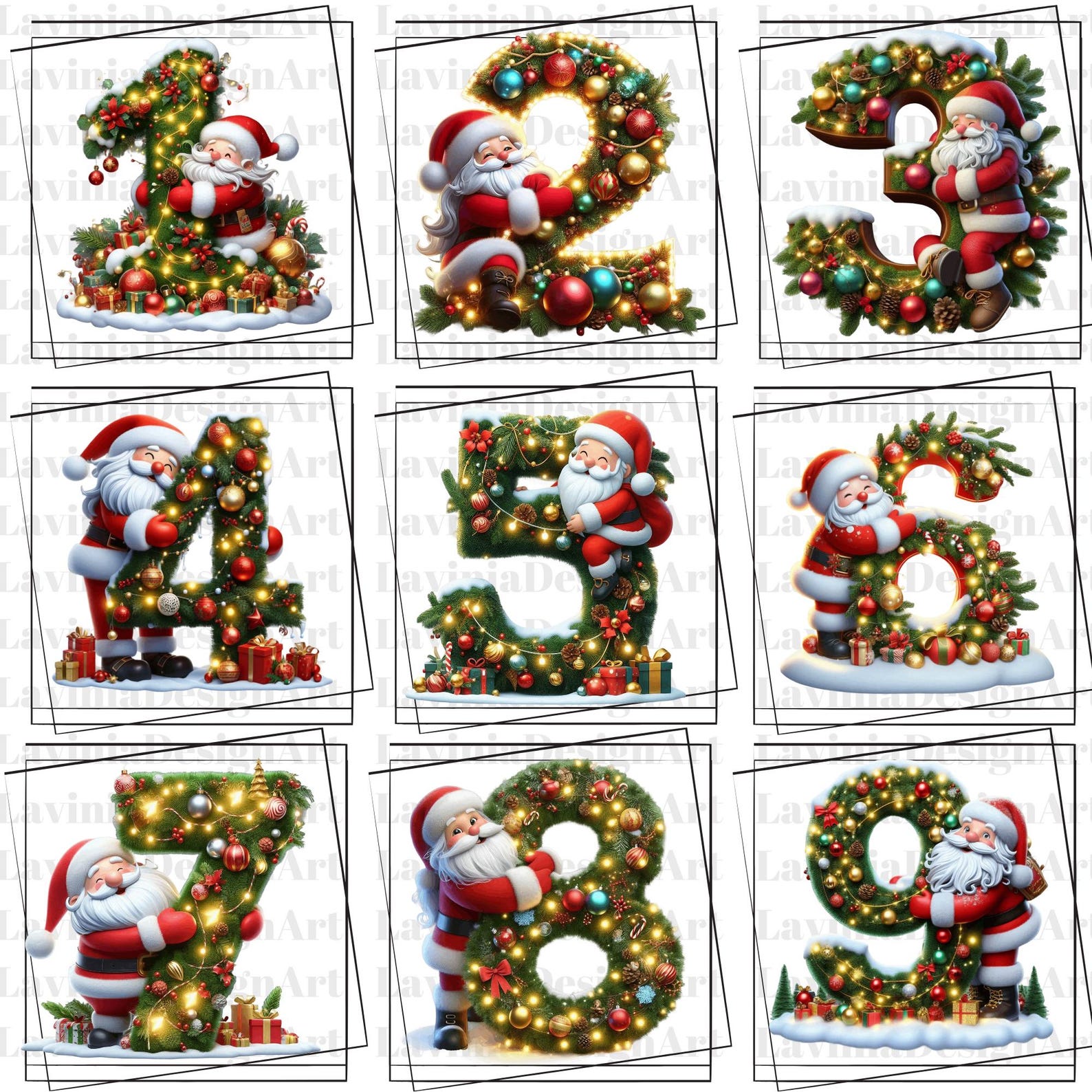 Christmas Numbers Clipart | Christmas Watercolor | Christmas PNG ...
