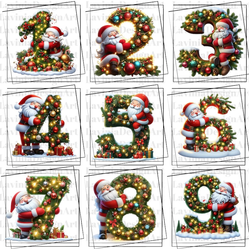 Christmas Numbers Clipart | Christmas Watercolor | Christmas PNG ...