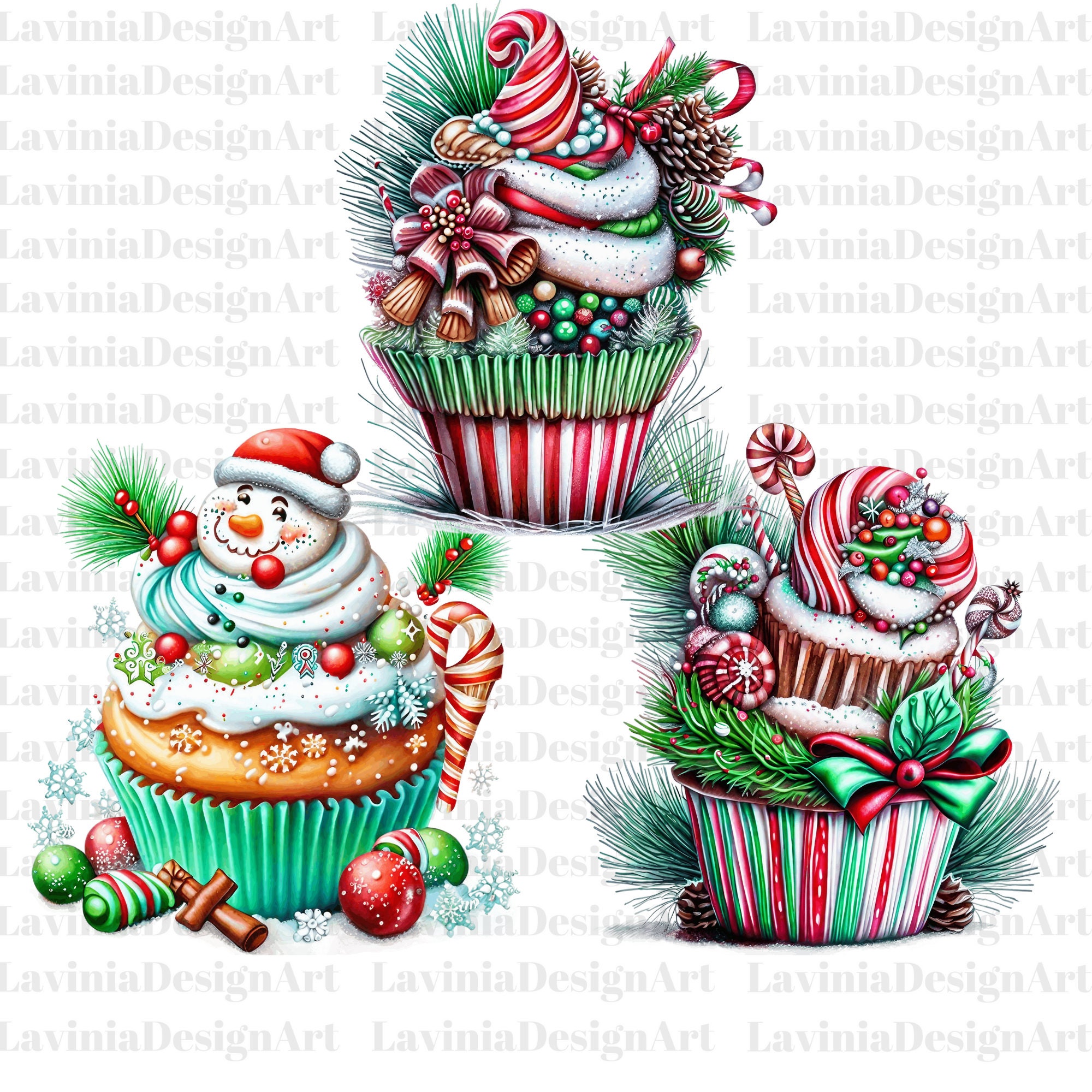 Christmas Cupcakes Clipart | Christmas Sweets Clipart Set | Christmas ...