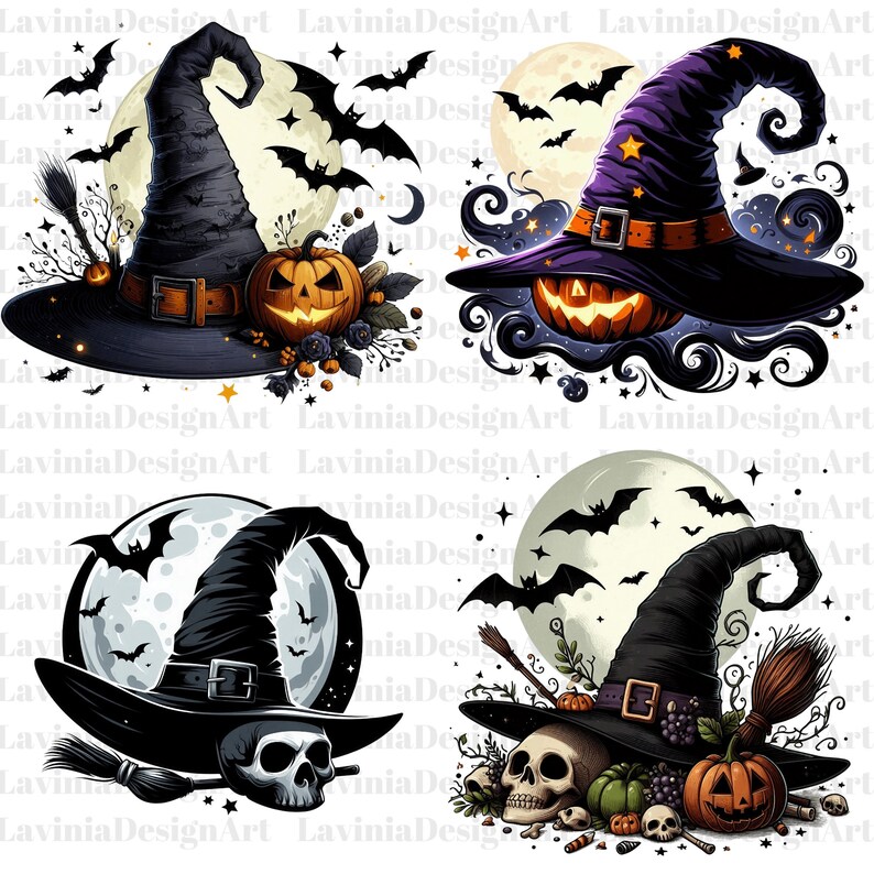 Halloween Witch Hat Clipart Watercolor | Witch Hat Clipart | Witch ...