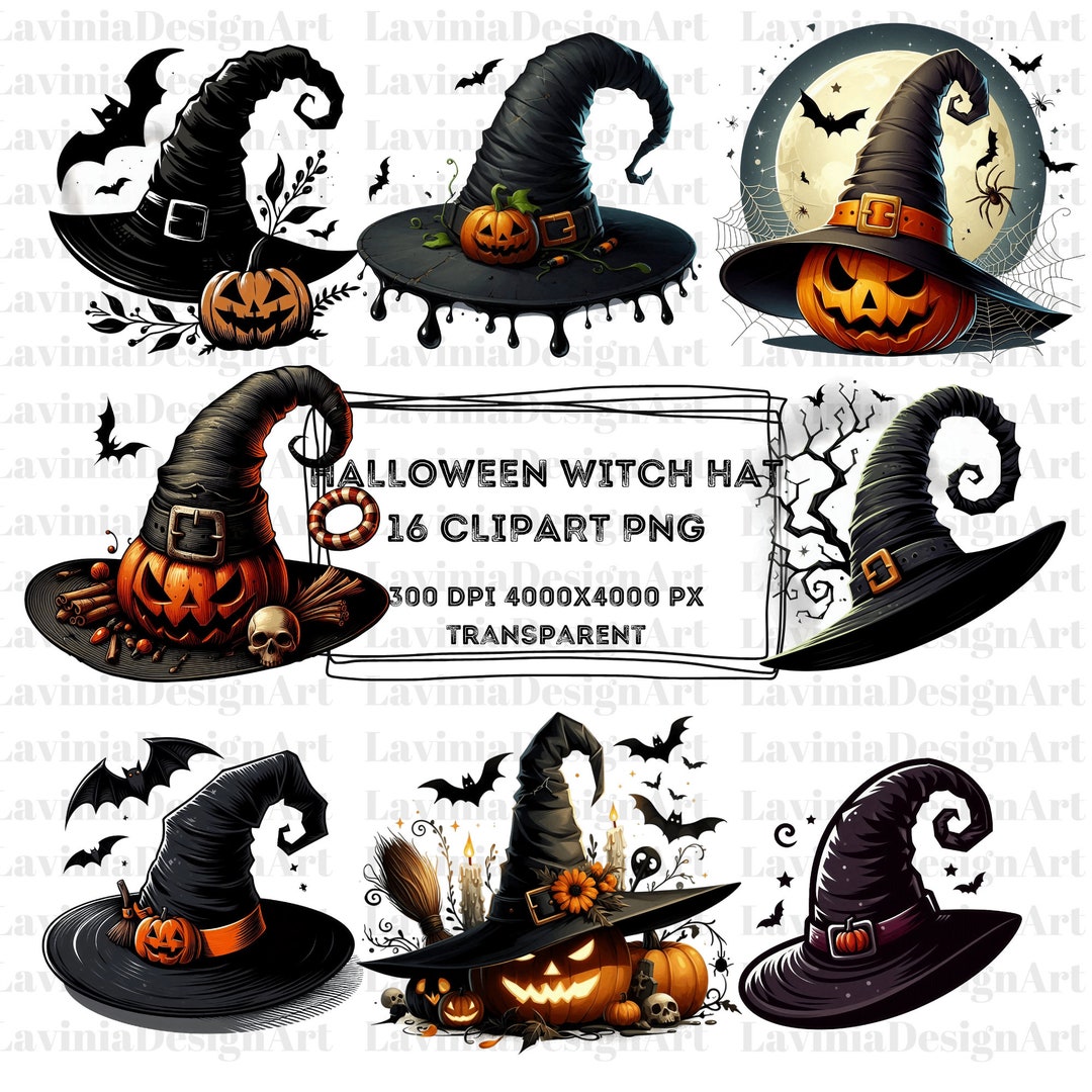 Halloween Witch Hat Clipart Watercolor | Witch Hat Clipart | Witch ...