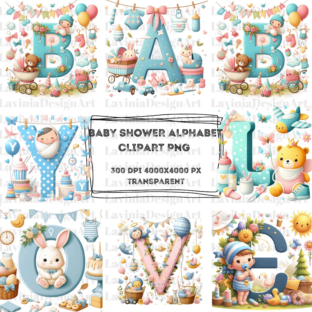 Baby Shower Alphabet | Baby Shower Letters Png | Baby Shower Decor ...
