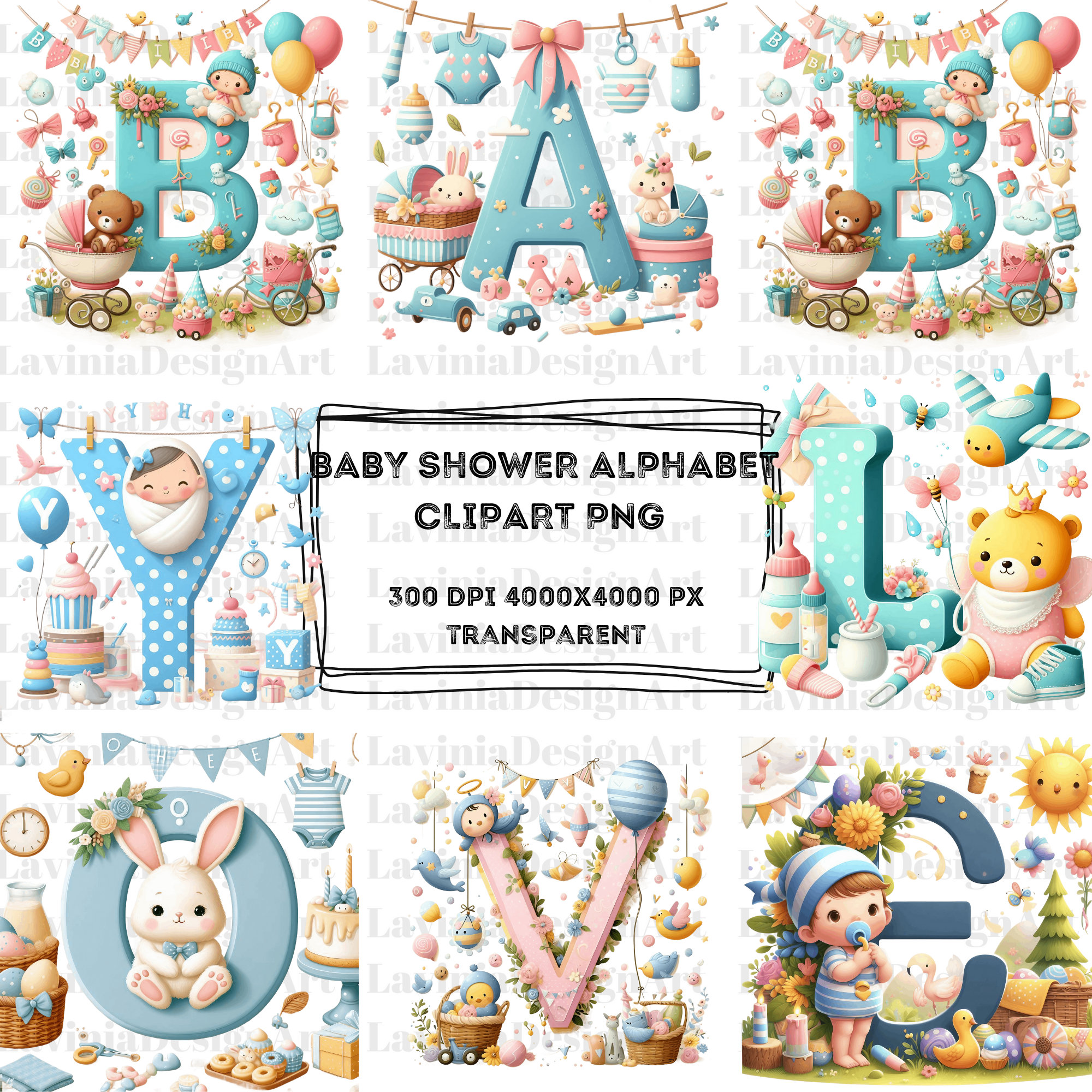 Baby Shower Alphabet | Baby Shower Letters Png | Baby Shower Decor ...