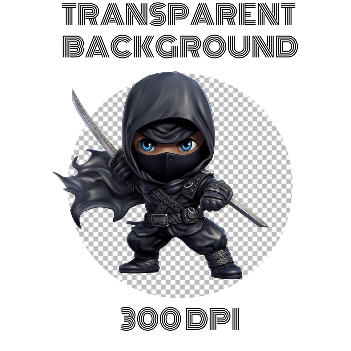 Watercolor Ninja Clipart Black Ninja PNG Clipart Ninja Bundle ...