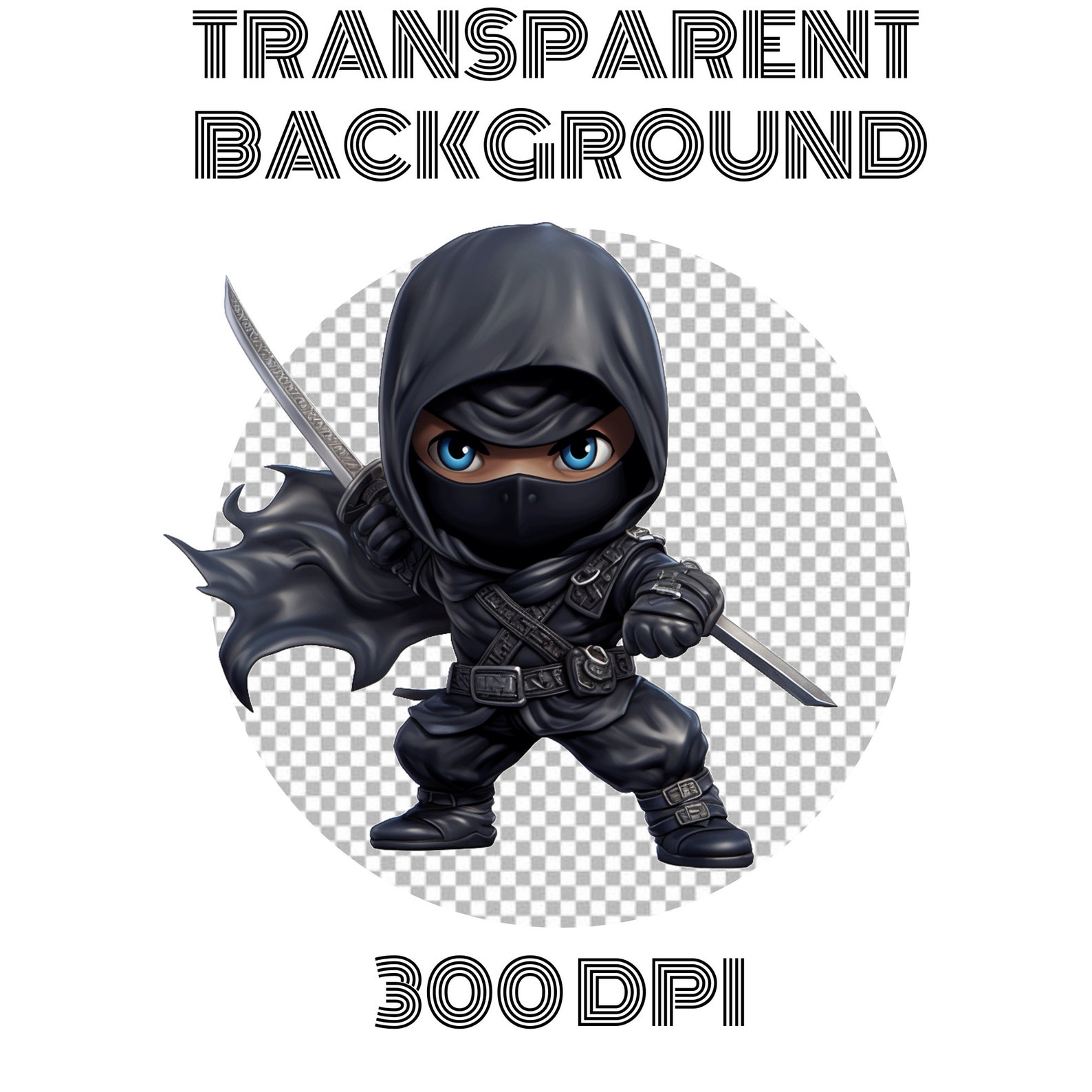 Watercolor Ninja Clipart Black Ninja PNG Clipart Ninja Bundle ...