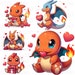 Watercolor Valentine's Day Charmander Clipart Bundle Charizard Clipart ...