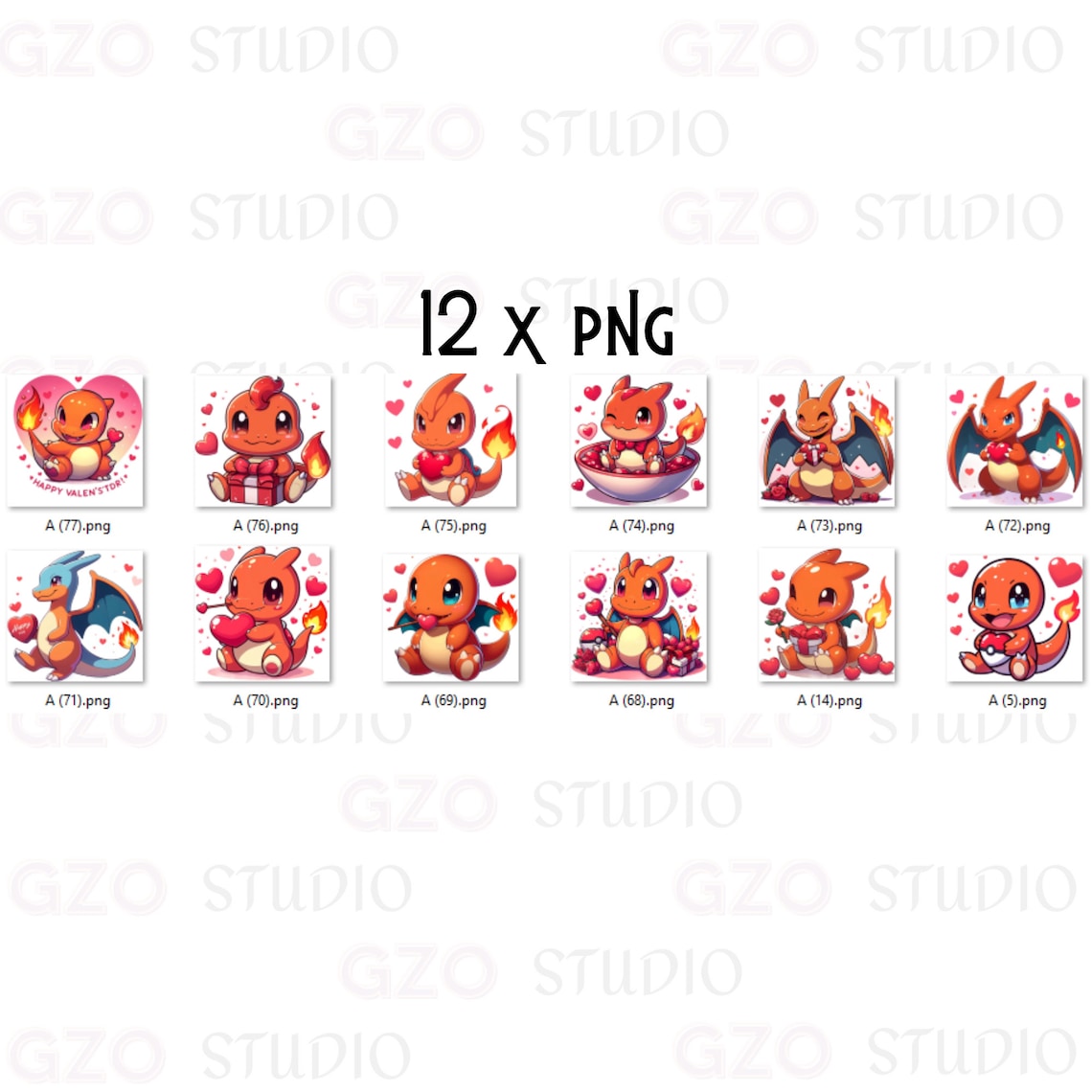 Watercolor Valentine's Day Charmander Clipart Bundle Charizard Clipart ...