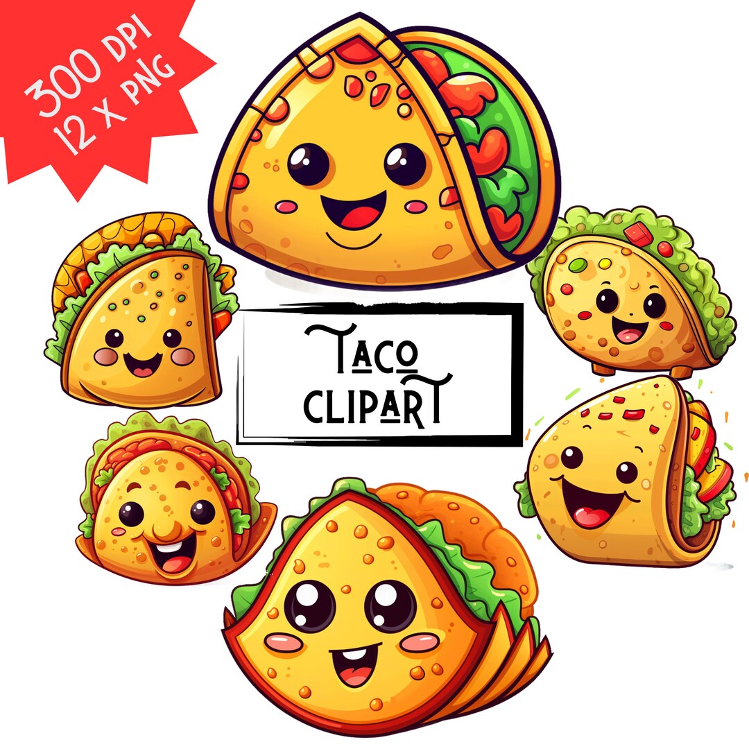 Cute Taco Clipart Cute Taco Clipart Bundle Funny Taco Clipart Taco ...
