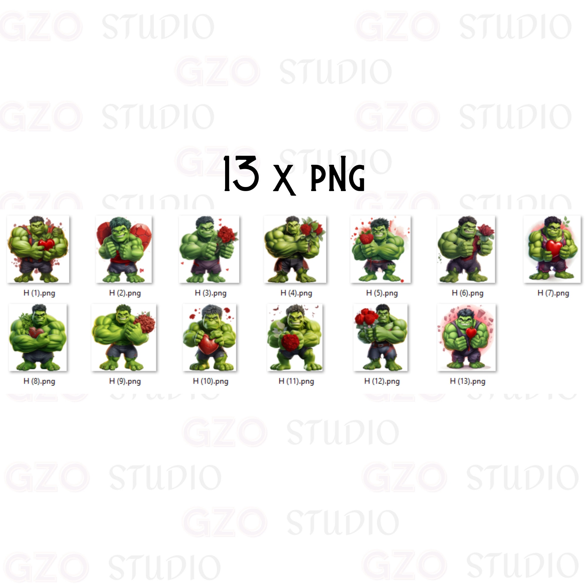 Watercolor Valentine's Day Hulk Clipart Bundle Super Hero Clipart ...