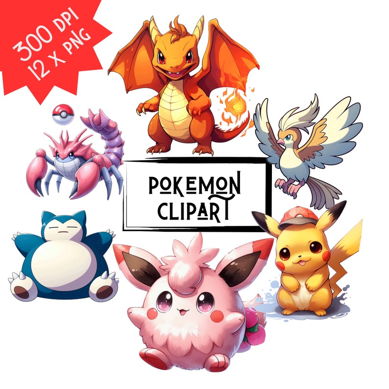 Watercolor Pokemon Clipart Pokemon PNG Clipart Pokemon Bundle Pocket ...