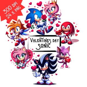 Watercolor Valentine's Day Sonic Clipart Bundle Army Rose Clipart Tails ...