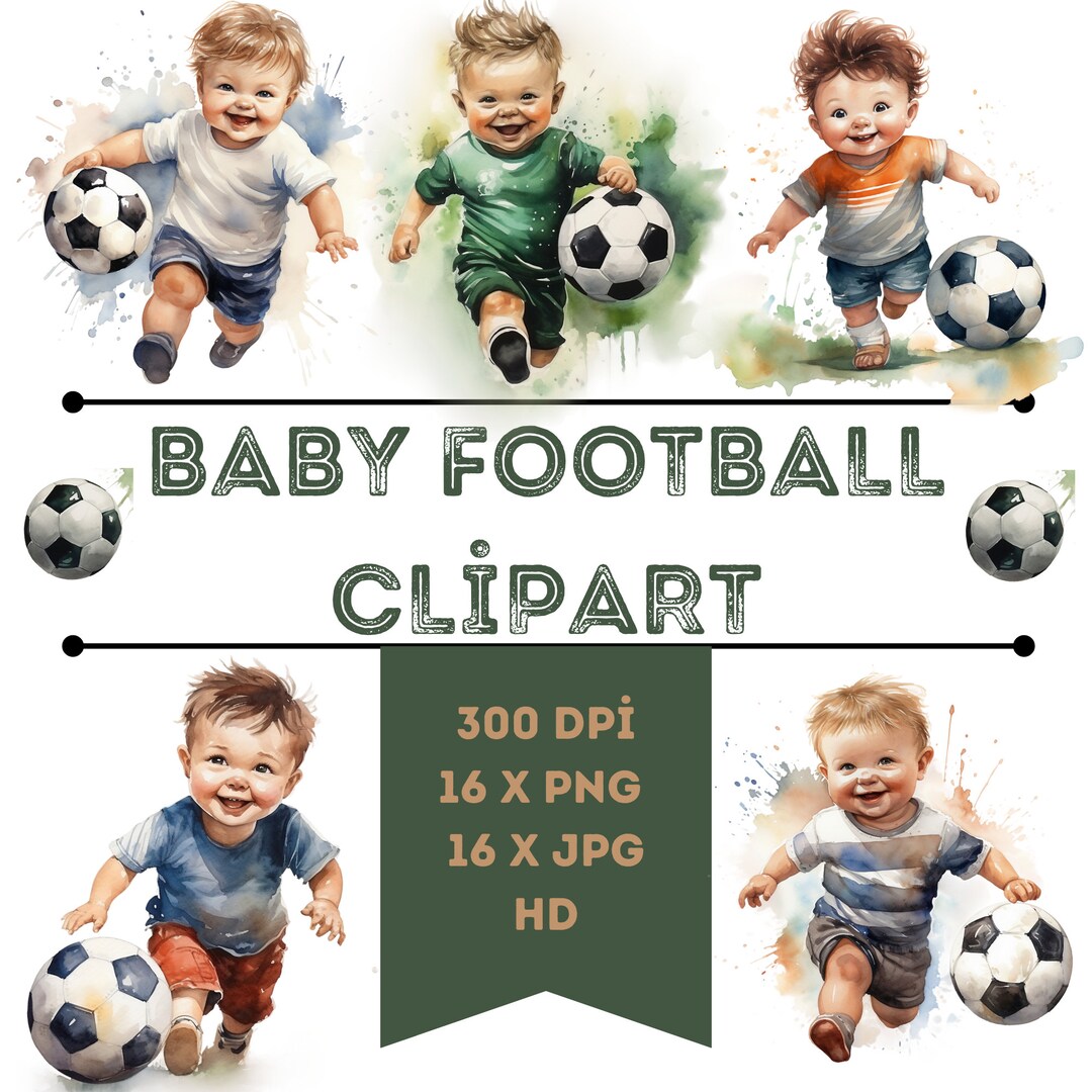 16 Soccer Baby Clipart,watercolor Football Playing Kids Picture,high ...