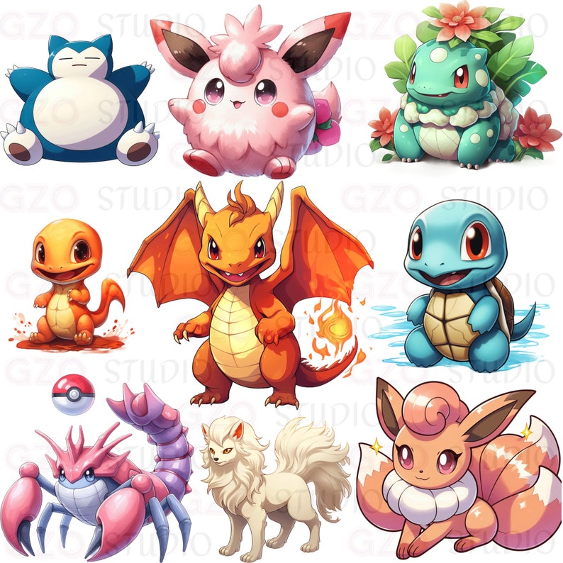 Watercolor Pokemon Clipart Pokemon PNG Clipart Pokemon Bundle Pocket ...