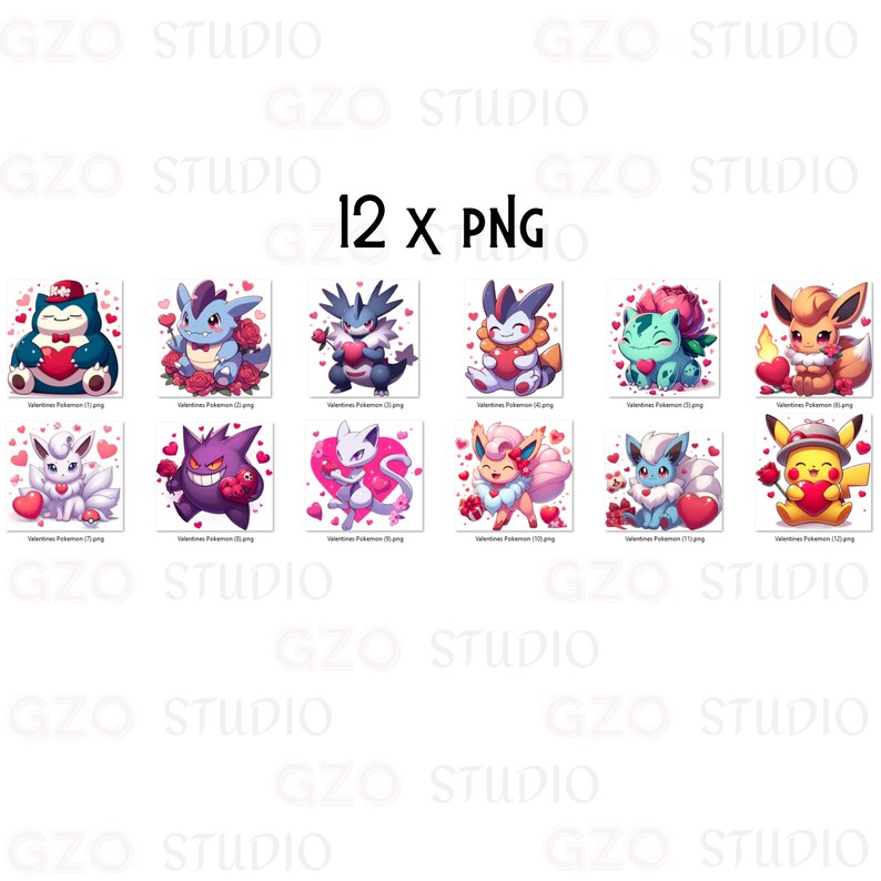 Watercolor Valentine's Day Pokemon Clipart Bundle Pikachu Clipart Eeve ...