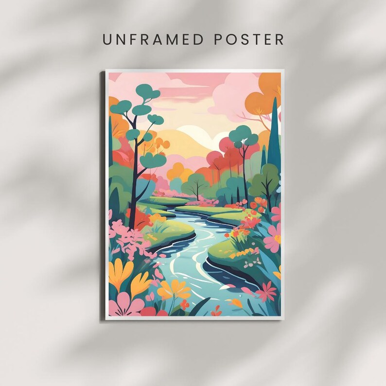 UNFRAMED Nature Art Colorful Rolled Poster, Landscape Wall Decor, Home ...