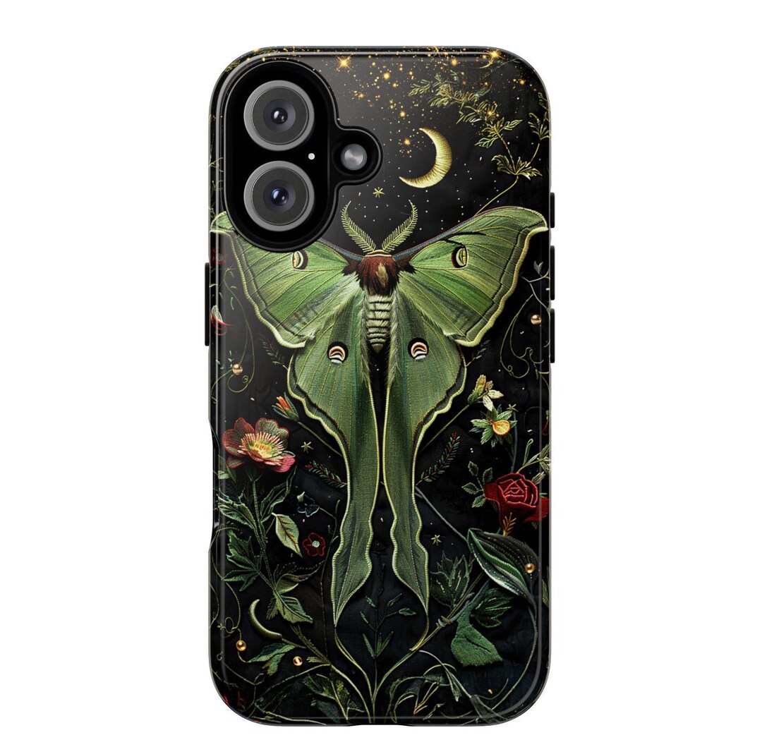 Luna Moth Embroidered Look Phone Case, Nature Lover Gift, Mystic Phone ...