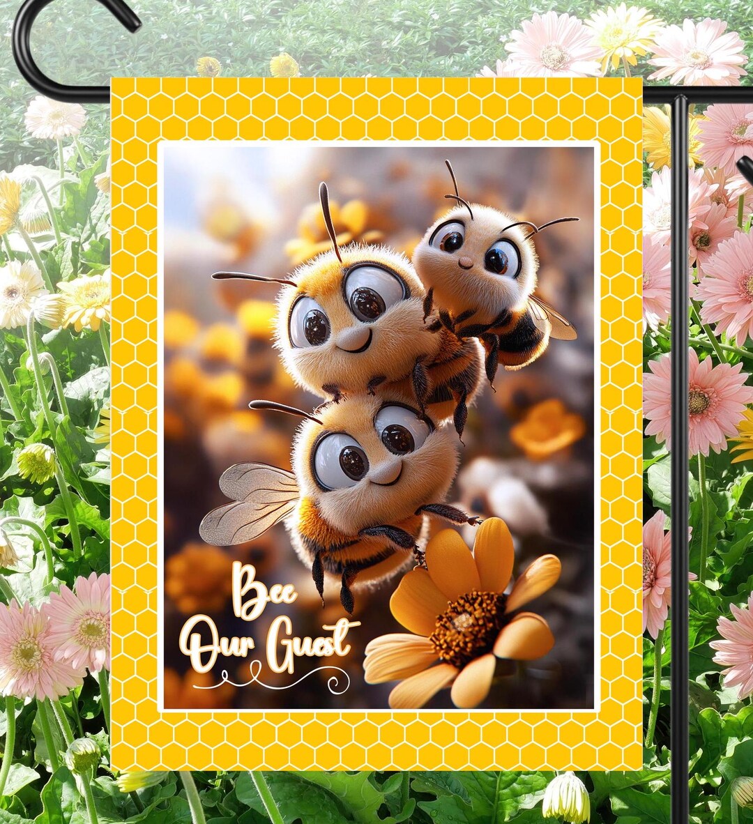 Garden Flag, Bee Our Guest Garden Banner, Bee Lover Gift, Home and ...