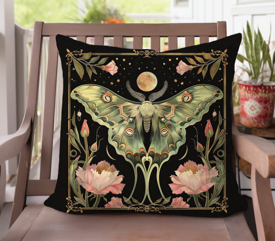 Luna Moth Pillow, Moon Moth, Home Decor, Moth Lover Gift, Art Nouveau ...
