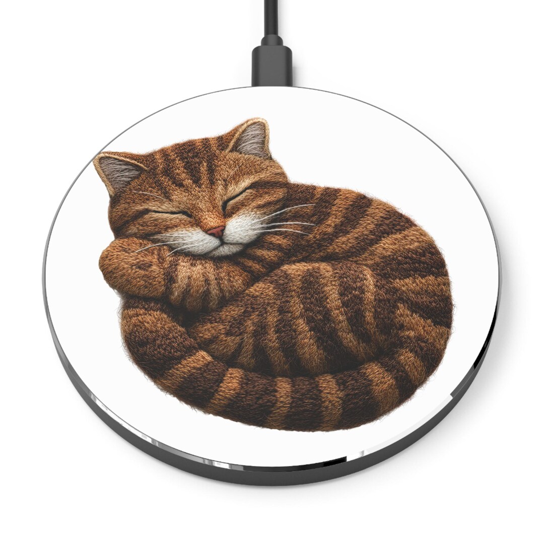 Brown Tabby Cat Wireless Charger, Gift for Cat Lovers, Tech Accessory ...