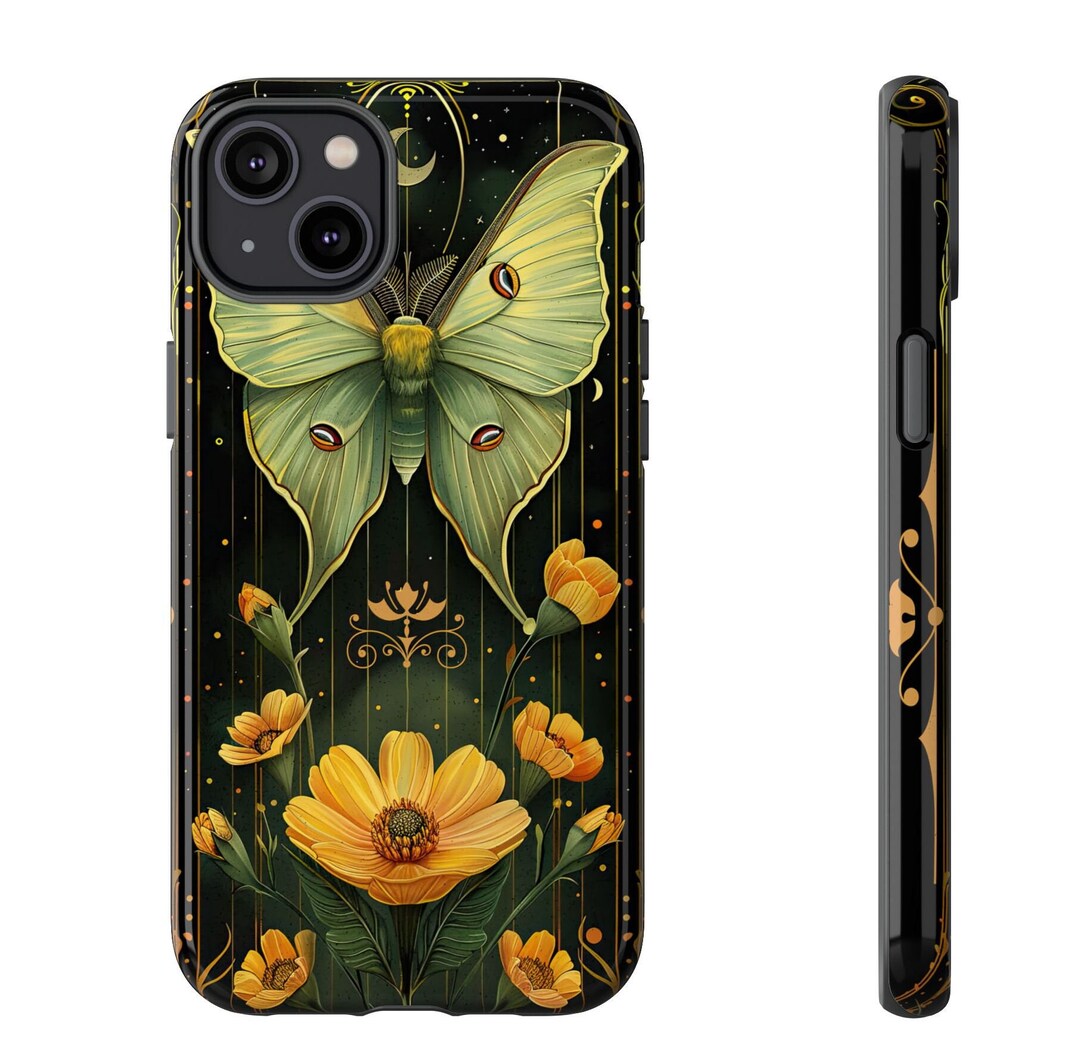 Luna Moth Phone Case, Boho Cottagecore Celestial Art Phone Cover ...
