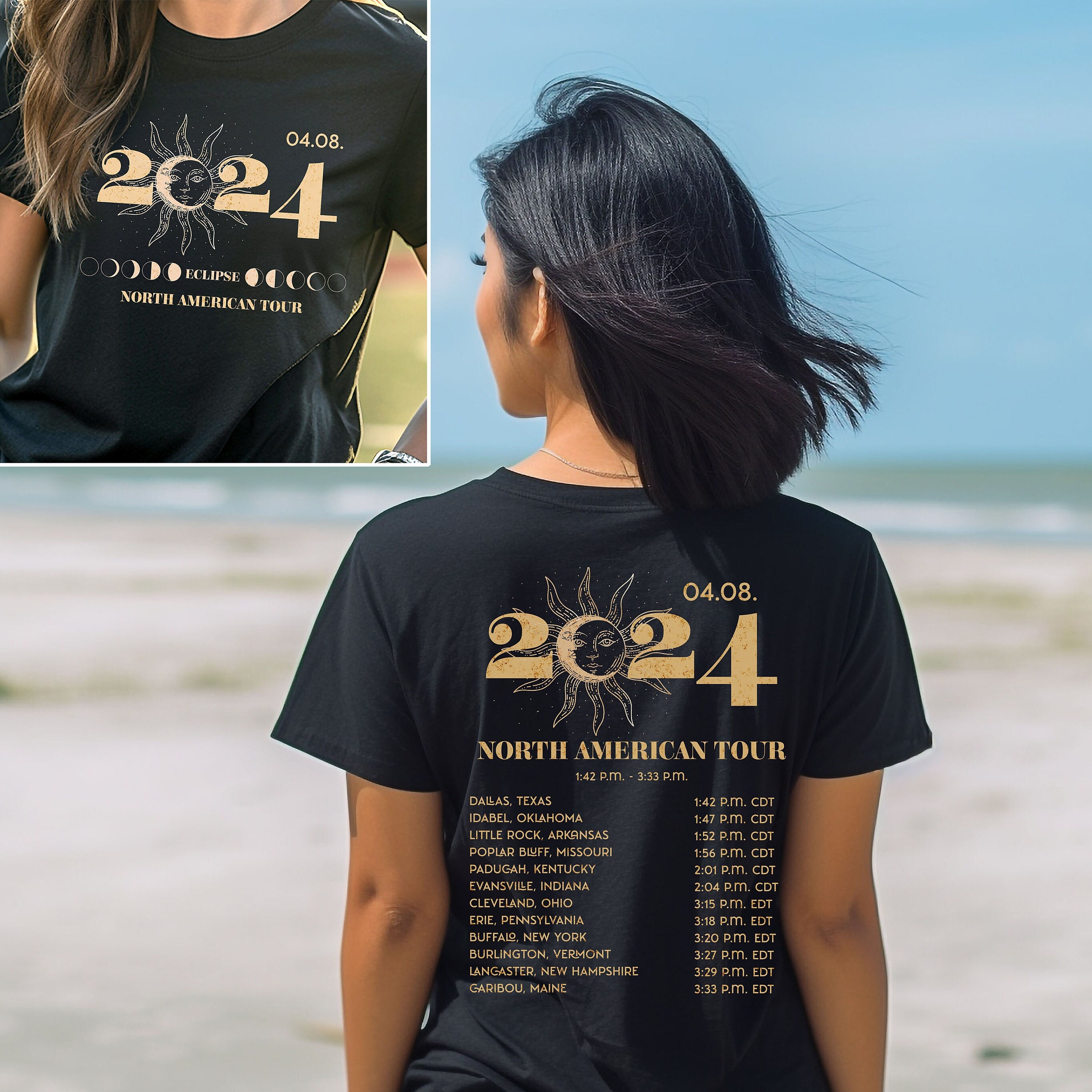 Total Solar Eclipse T-shirt, 2024 Eclipse Shirt, Eclipse North American ...