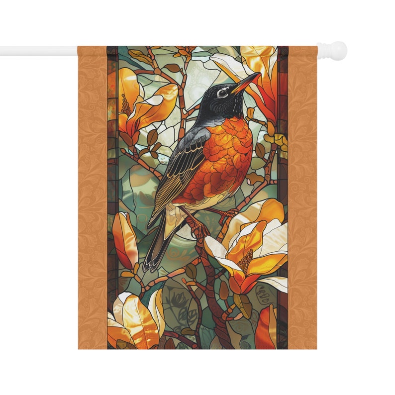 Stained Glass Style Robin Garden Flag: Spring Home Decor, Yard Banner ...